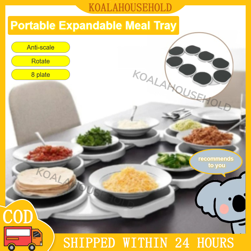 Portable Expandable Meal Tray 8 plate rotate anti-scale for Rectangular ...