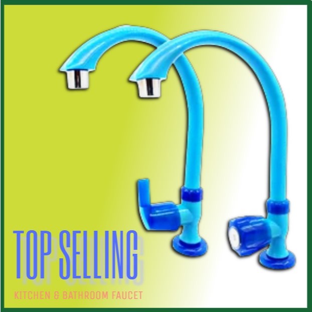 Top Selling Blue PVC Plastic Gooseneck Long Bathroom Tap Wall Type ...