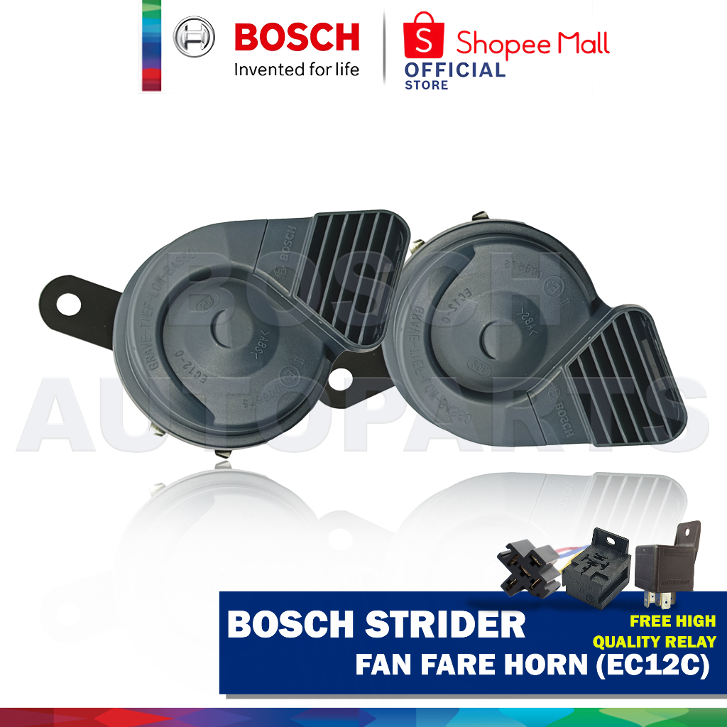Bosch Horn Strider Ec12-C 12v w/ Original Bosch Relay & Relay Bracket with FREE socket | Shopee ...