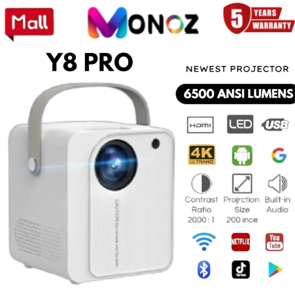 New Projector Y8 Pro 4k 6000 Lumens HD 1080P 4K WiFi LED Android Mini ...