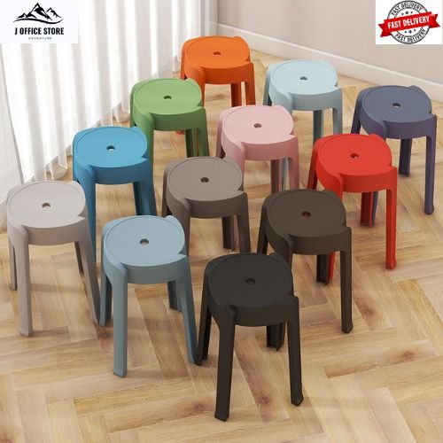 Round Plastic chair Stackable Dining Chair Durable Chair | Shopee ...