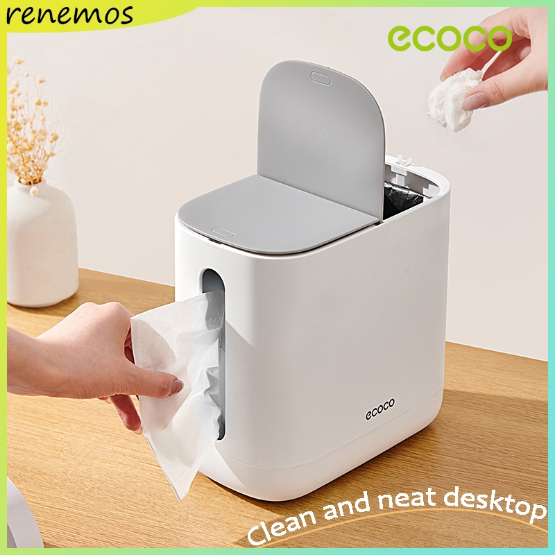 Ecoco Tissue Holder for Table Tissue Dispenser With Mini Trash Bin 1.5L ...