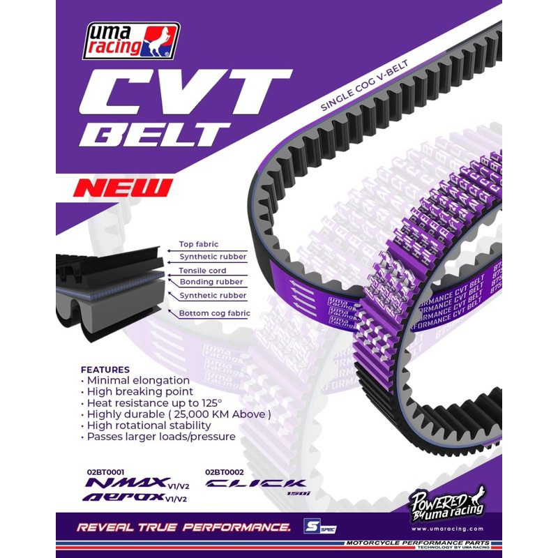 NEW! UMA Racing CVT Belt NMAX / AEROX / CLICK 150 / PCX 150 | Shopee ...