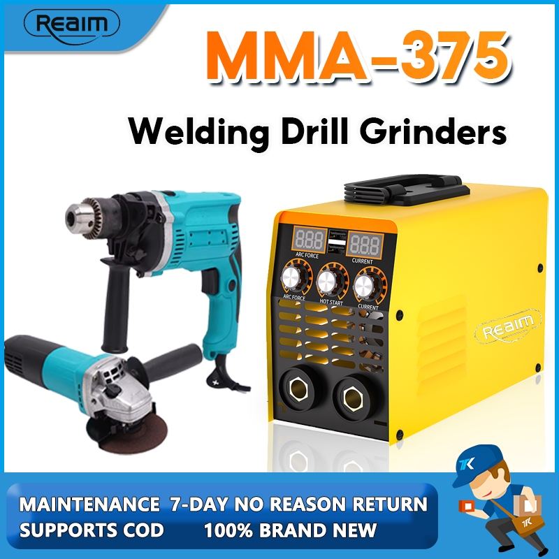 REAIM Welding Machine MMA-375 Impact Drill and Grinder Portable IGBT ...