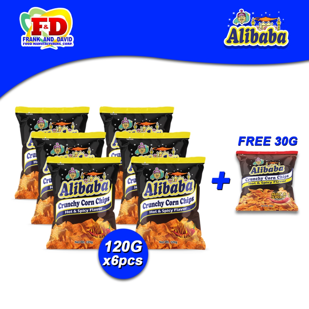 Alibaba Corn Chips - Hot and Spicy Flavor 120 grams x 6 pcs + 30 grams ...