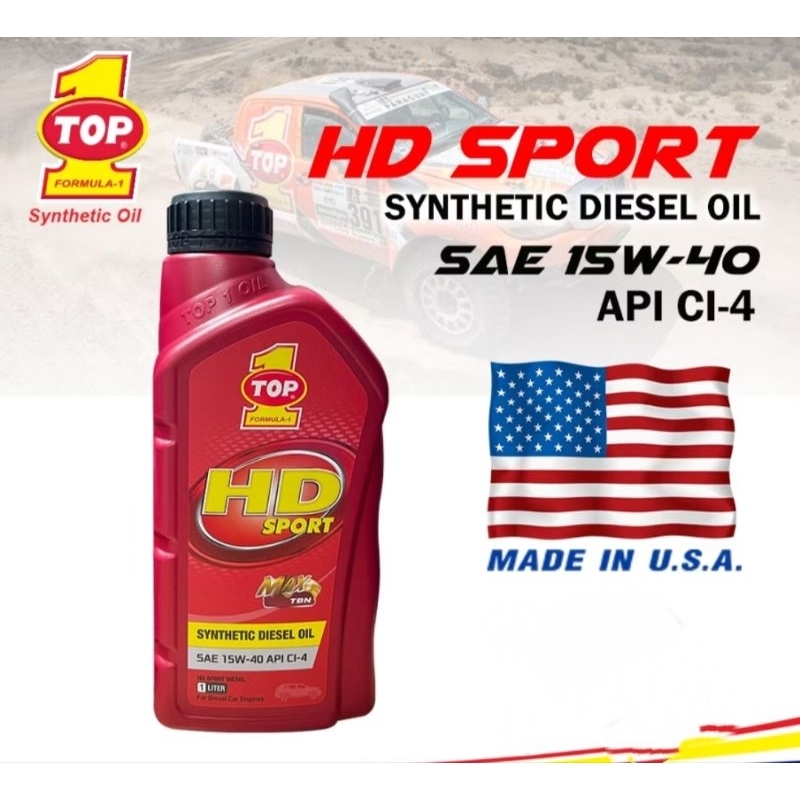 TOP1 HD SPORT SYNTHETIC DIESEL OIL 15W40 1 LITER | Shopee Philippines