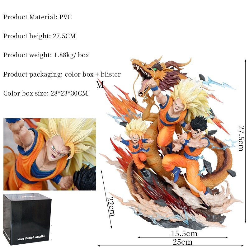 Dragon Ball Z DBZ Goku Gohan Goten On The Shenron 27.5cm Collectible ...