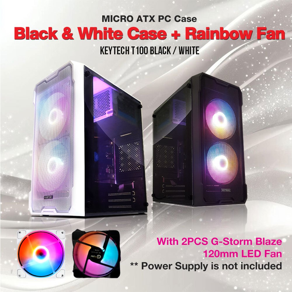 PC Case - Side Tempered Glass Front MESH for M-ATX / ITX KEYTECH T100 ...