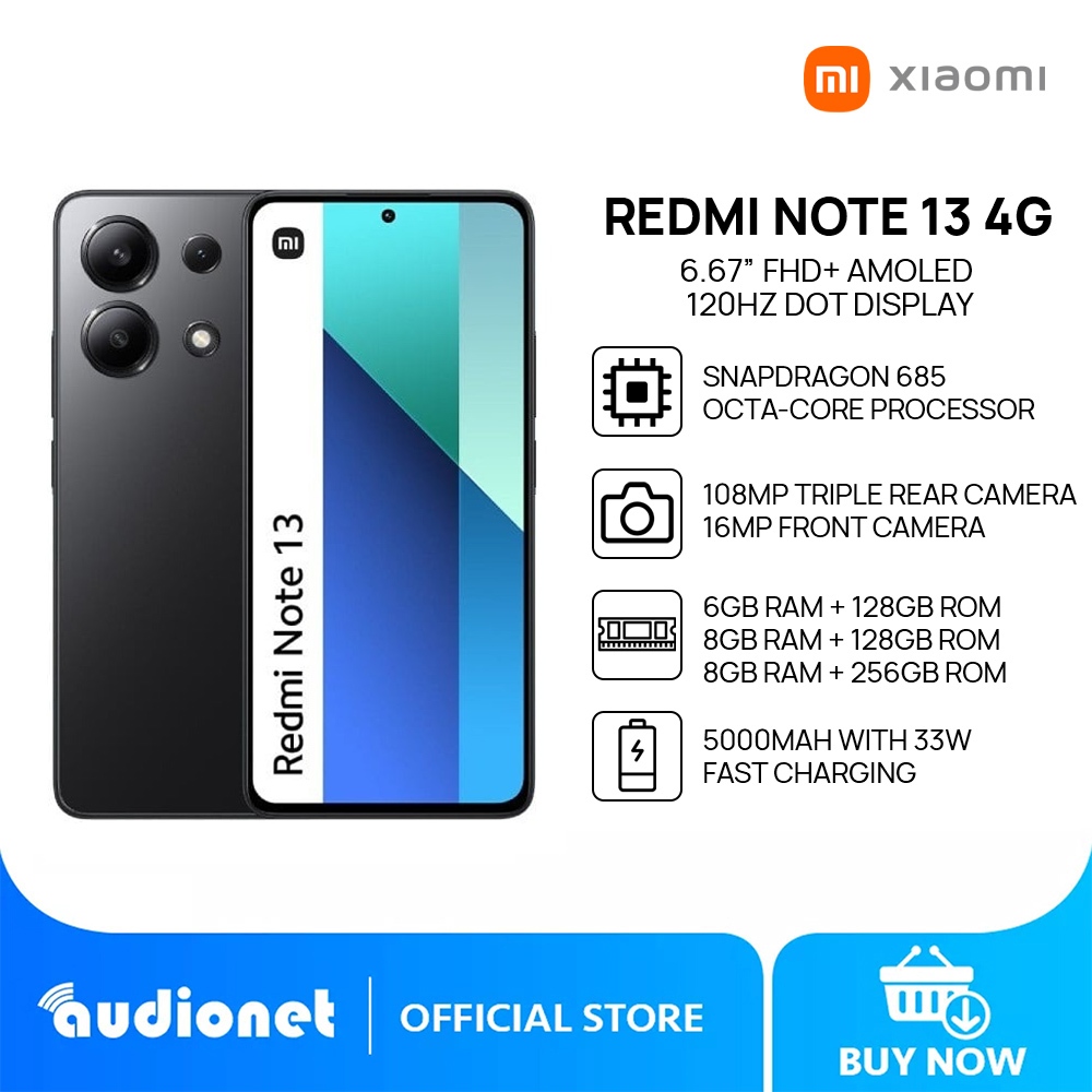 Xiaomi Redmi Note 13 4G | 6GB+128GB/8GB+256GB | Snapdragon 685 | 6.67 ...
