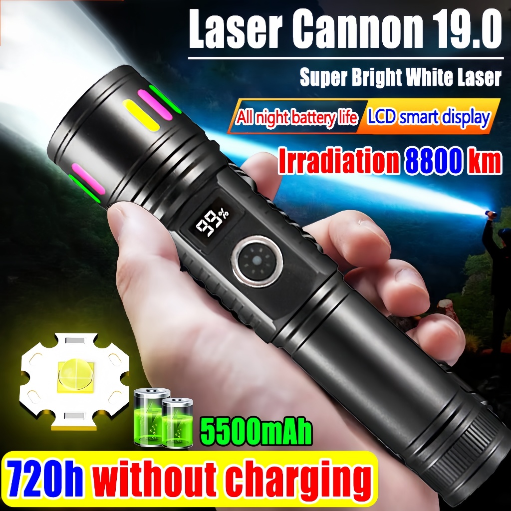 LCD display rechargeable flashlight rechargeabl waterproof heavy duty ...