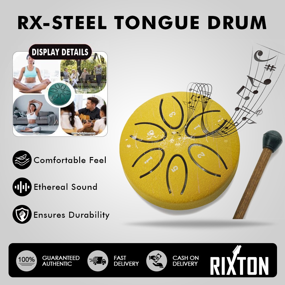 RIXTON Rain Drum, Steel Tongue Drum 6 Notes 3 Inches Chakra Tank Drum ...