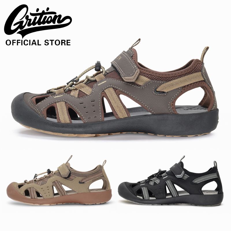 GRITION Mens Hiking Sandal Close Toe Walking Sandals For Men Adjustable ...
