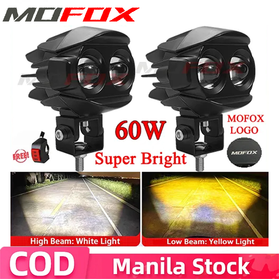 MOFOX W5 Laser Gun Motorcycle Mini Driving Light 60W Dual Color High ...