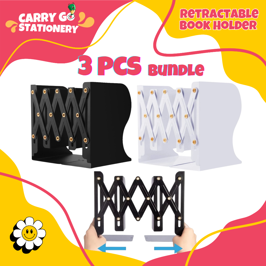 3 PCS Retractable Book Holder Adjustable Desktop Table Organizer Space ...