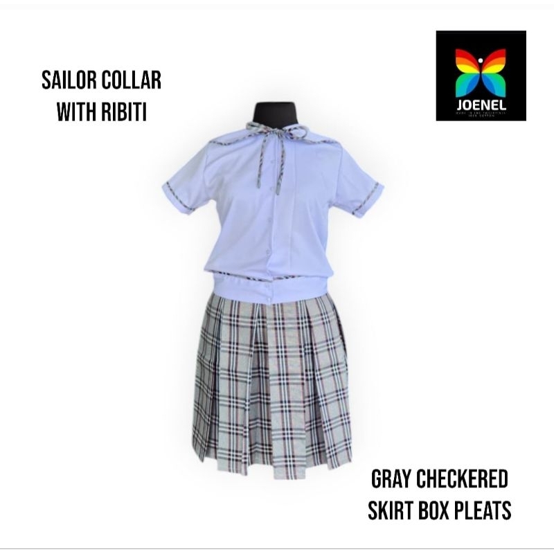 School uniform for girls Peachtwill sailor collar piping blouse palda ...