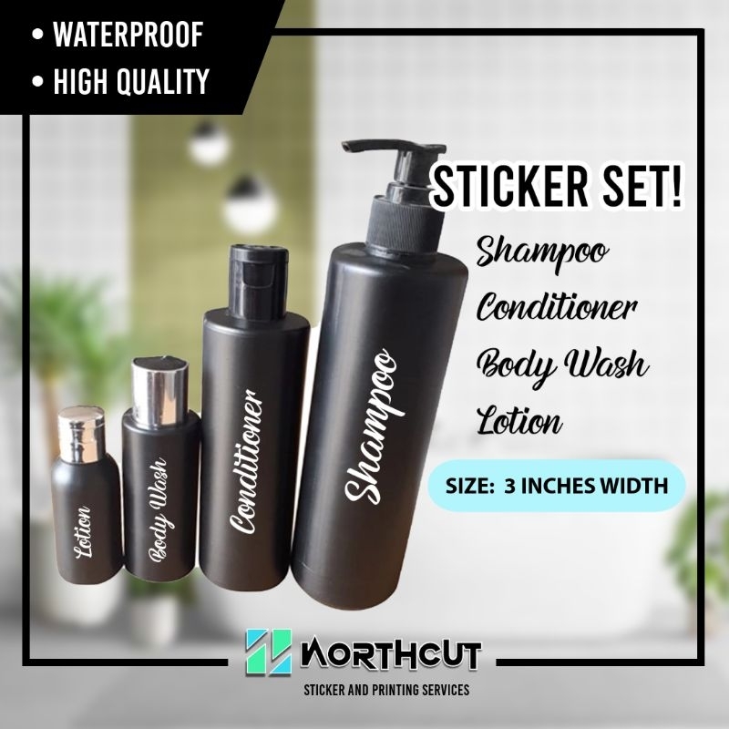 Sticker Label Waterproof Sticker Set - Shampoo, Conditioner, Body wash ...