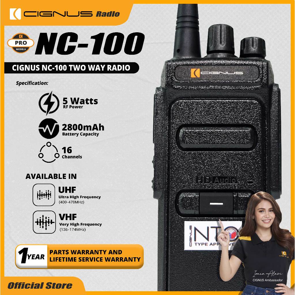 CIGNUS PRO Model NC-100 NOISE CANCELLING IP67 Two Way Radio | Shopee ...