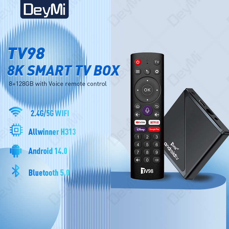 TV98 Smart TV Box 8K HD 8+128GB Dual WiFi New Upgrade Android 14 with ...