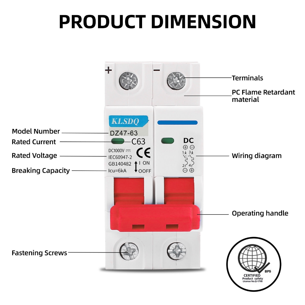 NEW AC Circuit Breaker DC Circuit Breaker 10A 16A 20A 32A 40A50A 63A 2P ...