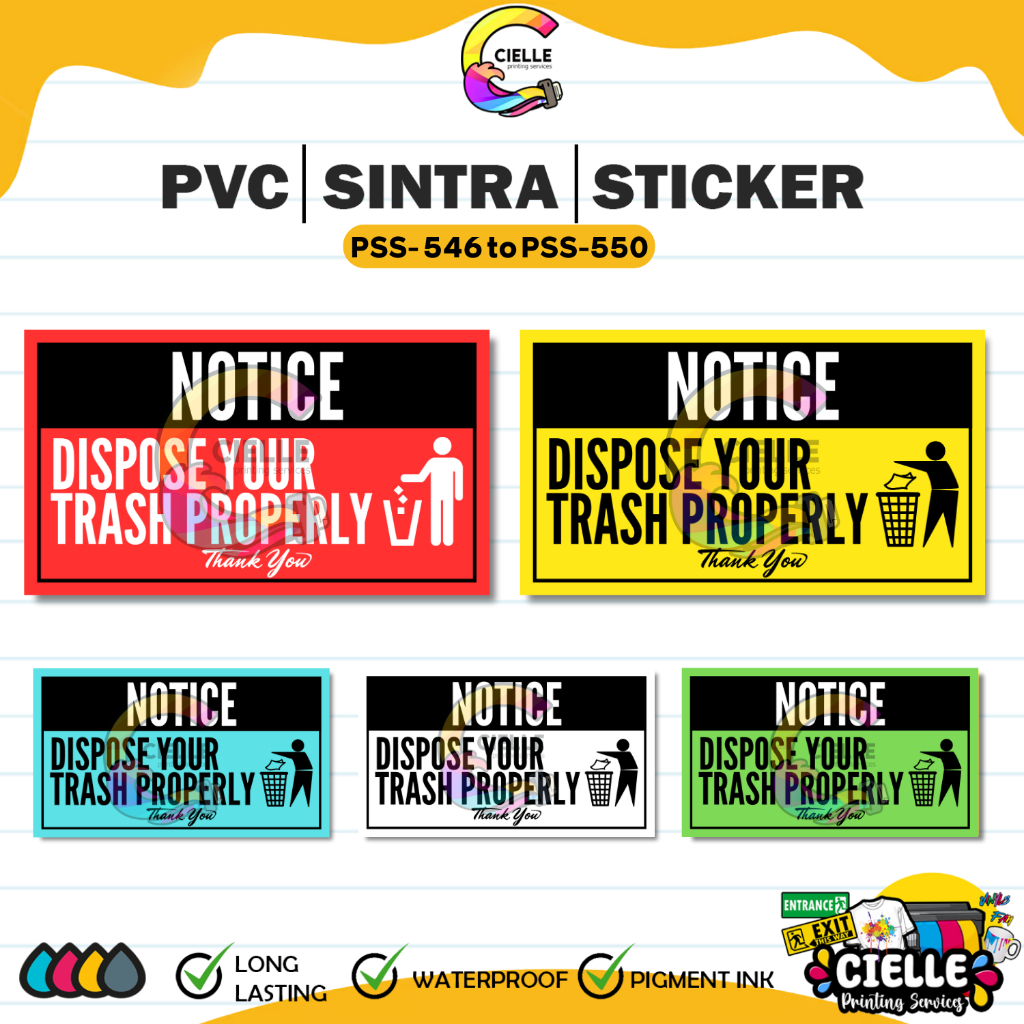 PVC │ SINTRA │ STICKER SIGNAGES (PSS-546 to PSS-550) - NOTICE DISPOSE ...