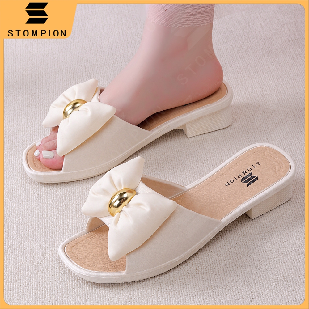 STOMPION Korean Sandals for Women Flat Elegant Ladies Sandals White ...