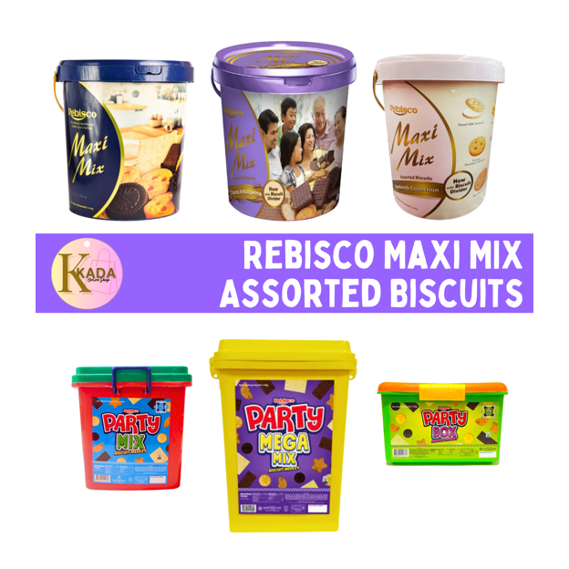 Rebisco Party Mega Mix Special Assorted Biscuits in Bucket - Assorted Snack with Chocolate ...