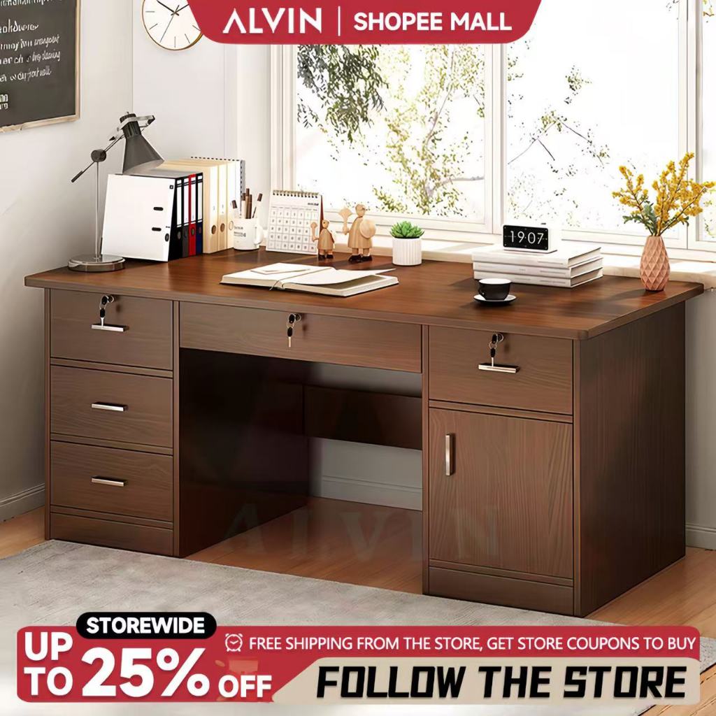 ALVIN Computer Desk Home Simple Modern Desk With Drawer Cabinet Office ...