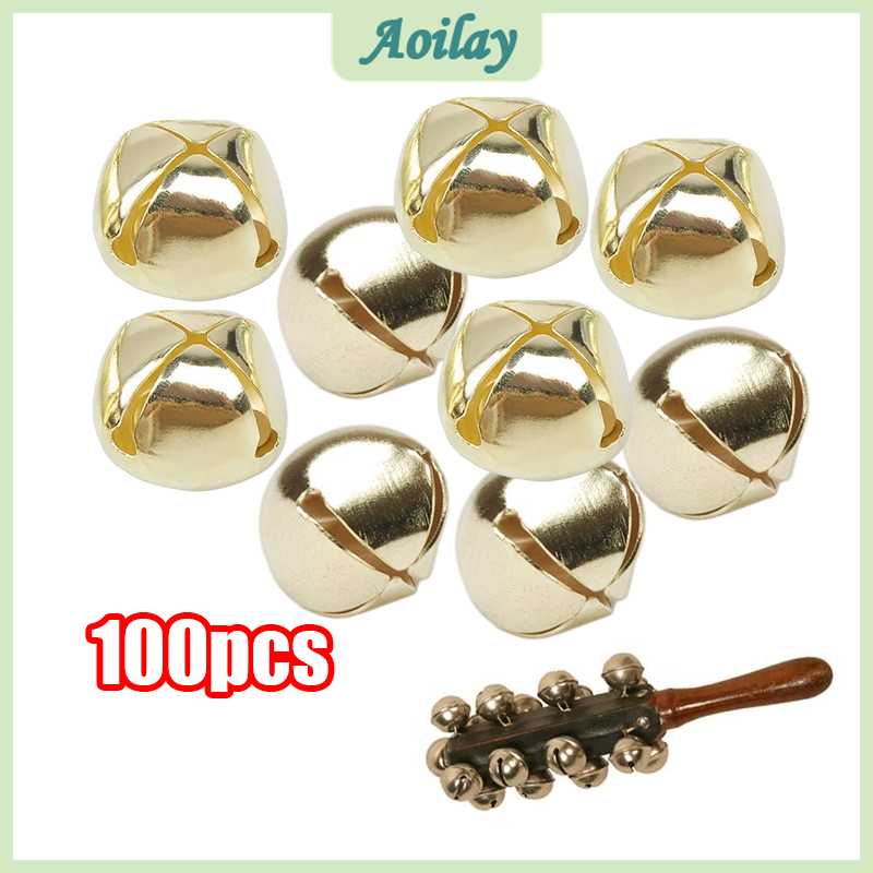 100Pcs 15mm Metal Small Bell Christmas Jingle Bells Gold DIY Craft Bell ...