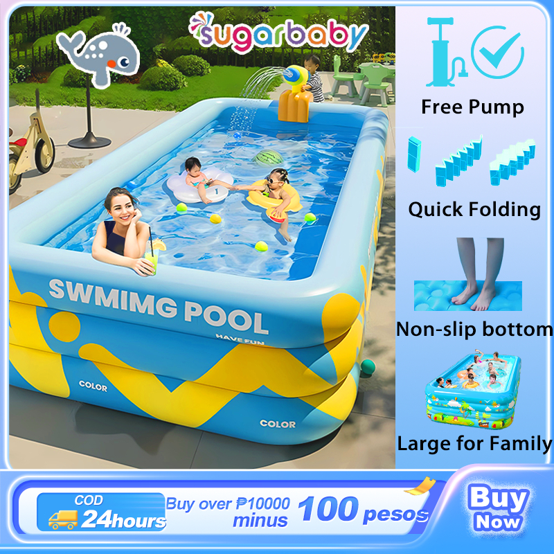 【In Stock】Inflatable Swimming Pool for Kids with Free Pump Family ...