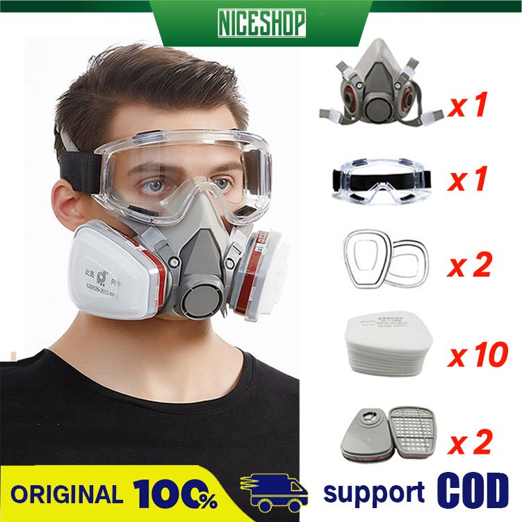 Reusable Respirator 3M Mask 6200 Gas Mask Half Face with Goggles Safety ...
