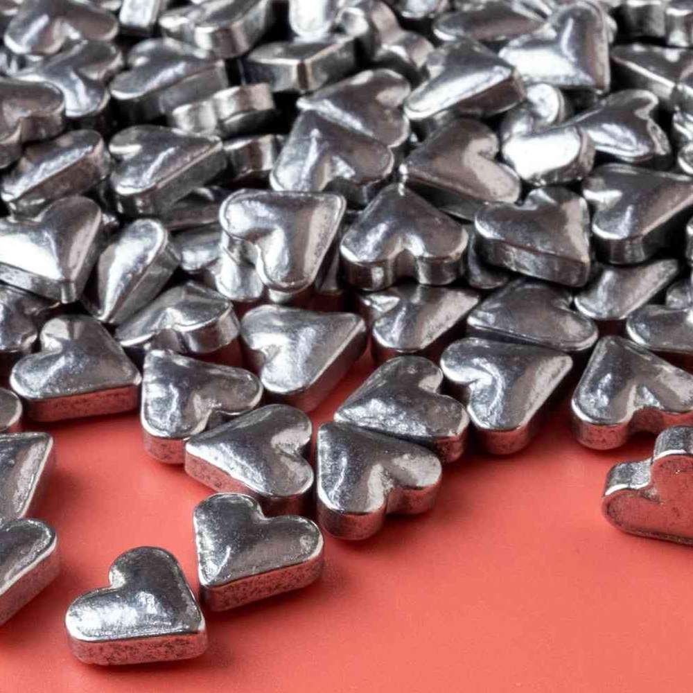 Silver Mini Pearlized Heart Candy 20g - Edible Decor Candy Cake ...