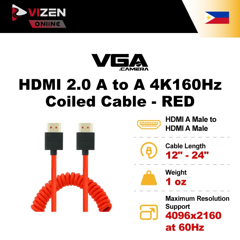VGA Camera HDMI 2.0 A to A 4K160Hz Coiled Cable - RED | Shopee Philippines