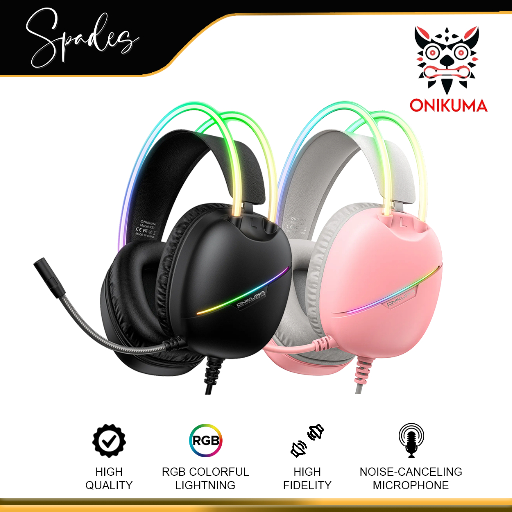 Onikuma X33 RGB Wired Over-ear Gaming Headset with RGB Lighting Noise ...