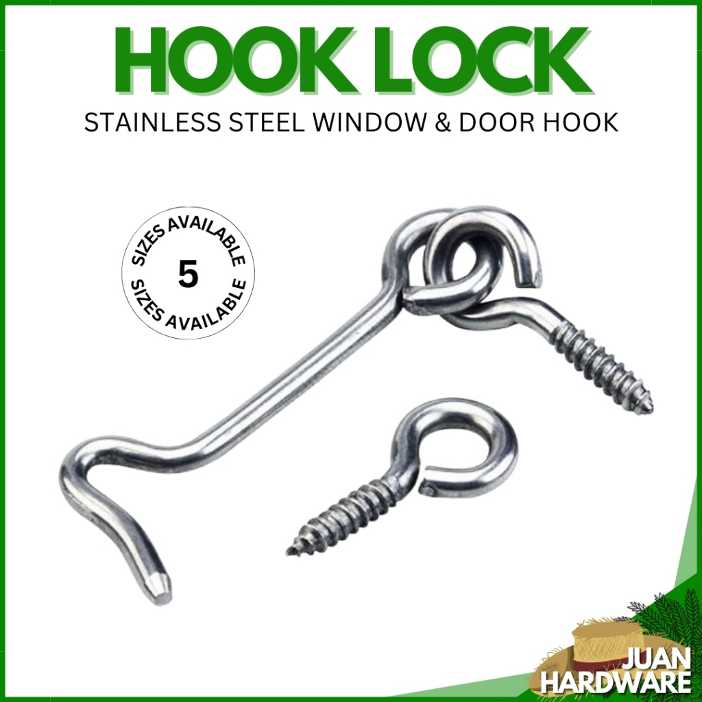 Window Door Hook Lock Stainless Steel 3 inch to 8 inch Safety Hook ...