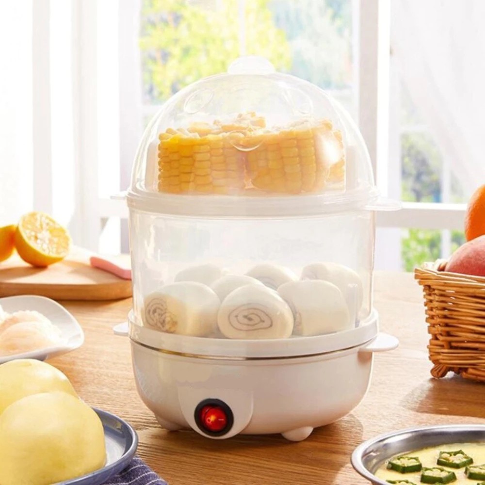 Multi Electric Egg Boiler Steamer Breakfast Maker 2 Layers Electric Egg ...