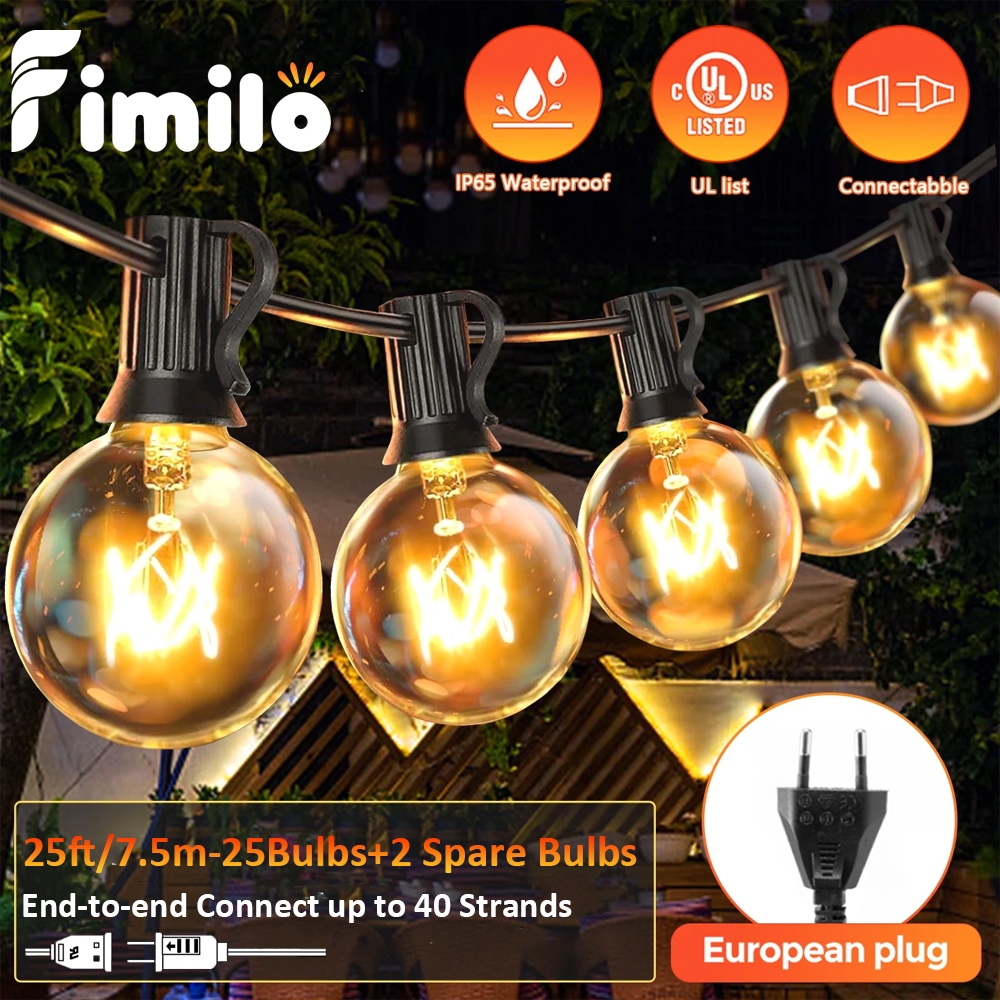 String Light G40 Bulb Patio Outdoor Fairy Lights Party Garden Wedding ...