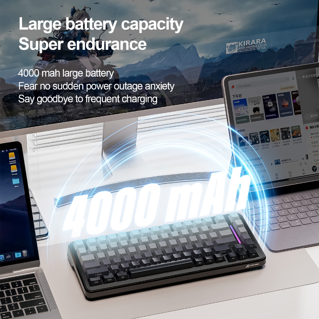 Attack Shark M86 Wireless Mechanical Keyboard Bluetooth Rgb Side Carved ...