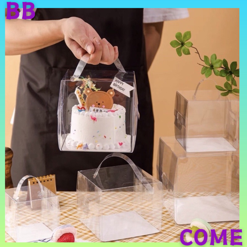 10pcs Clear Acetate Cake Box With Handle Clear Square Box Mini Cake Box ...