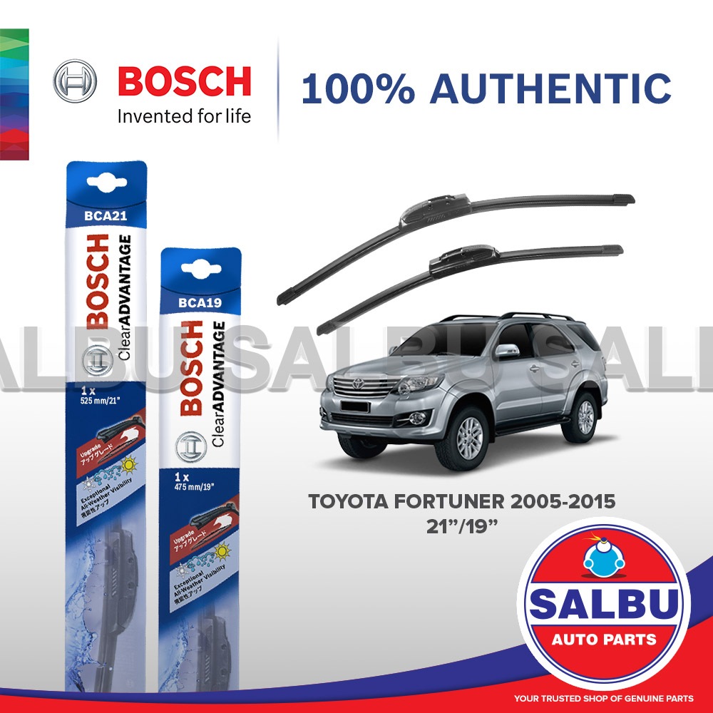 BOSCH Clear Advantage Wiper Blade Set for TOYOTA Fortuner 2005-2015 (21"/19") | Shopee Philippines