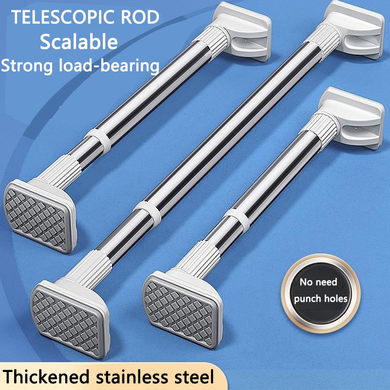 Extendable No Drilling Rod Adjustable Rack Pole Stainless SteeI Clothes ...