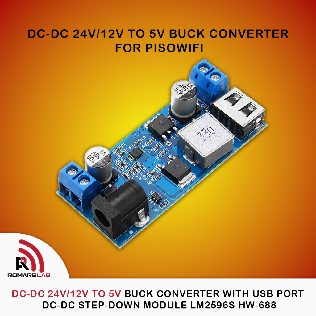 Romarslab DC-DC 24V/12V to 5V 5A Buck Converter USB power supply for pisowifi | Shopee Philippines