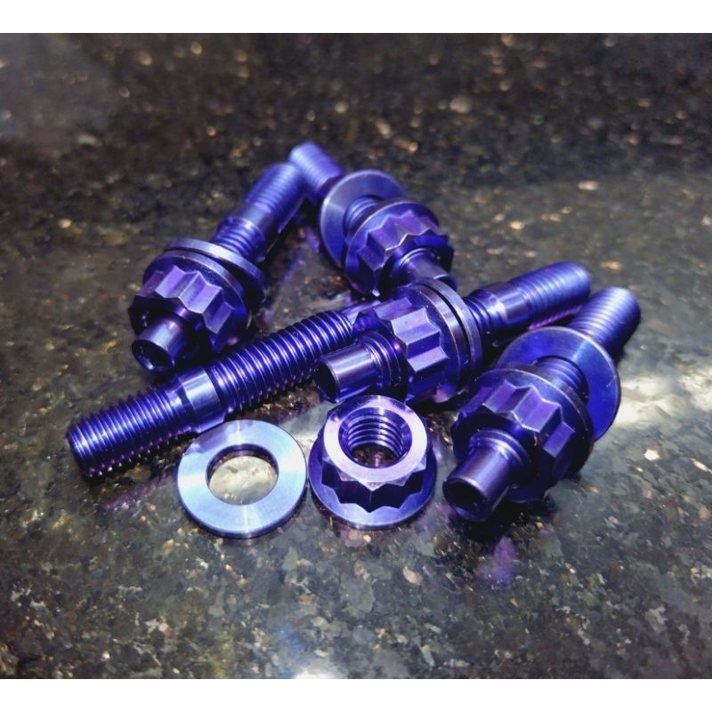 gr5 stud bolt/exhaust bolt v20 violet 2pcsfor raider 150 fi, raider 150 ...