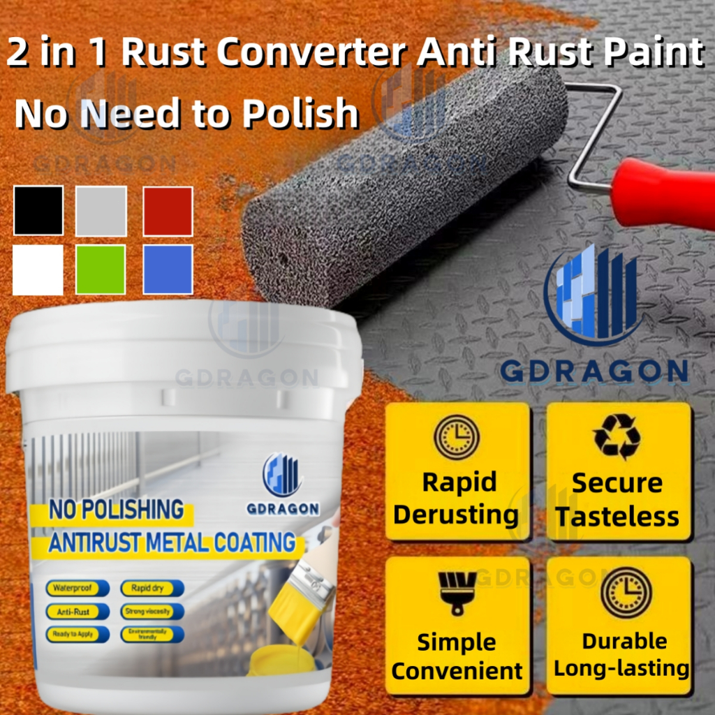 1000G 2 in 1 Rust Converter Anti Rust Paint No Need to Polish Rusty ...