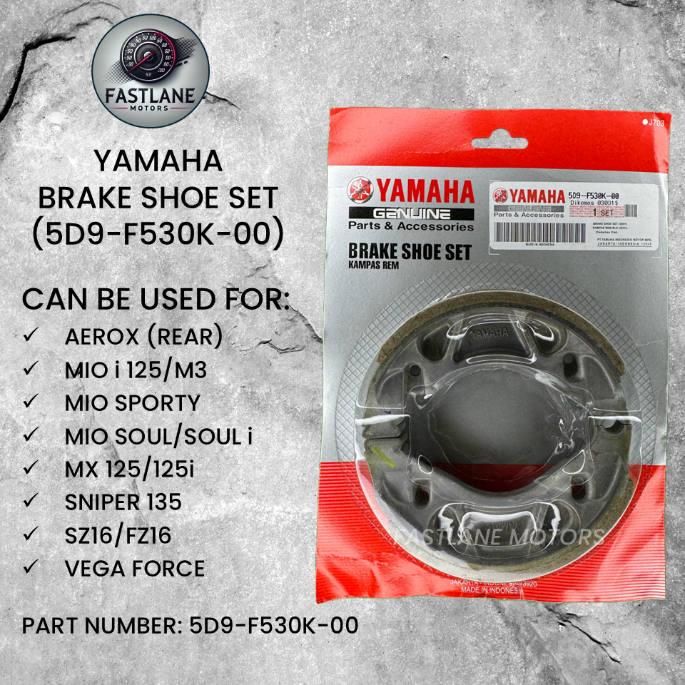 YAMAHA BRAKE SHOE SET (5D9-F530K-00) FOR AEROX, MIO SOUL / SPORTY, MXi ...