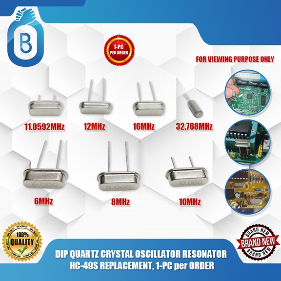 DIP QUARTZ CRYSTAL OSCILLATOR RESONATOR HC-49S REPLACEMENT, 1-PC per ...