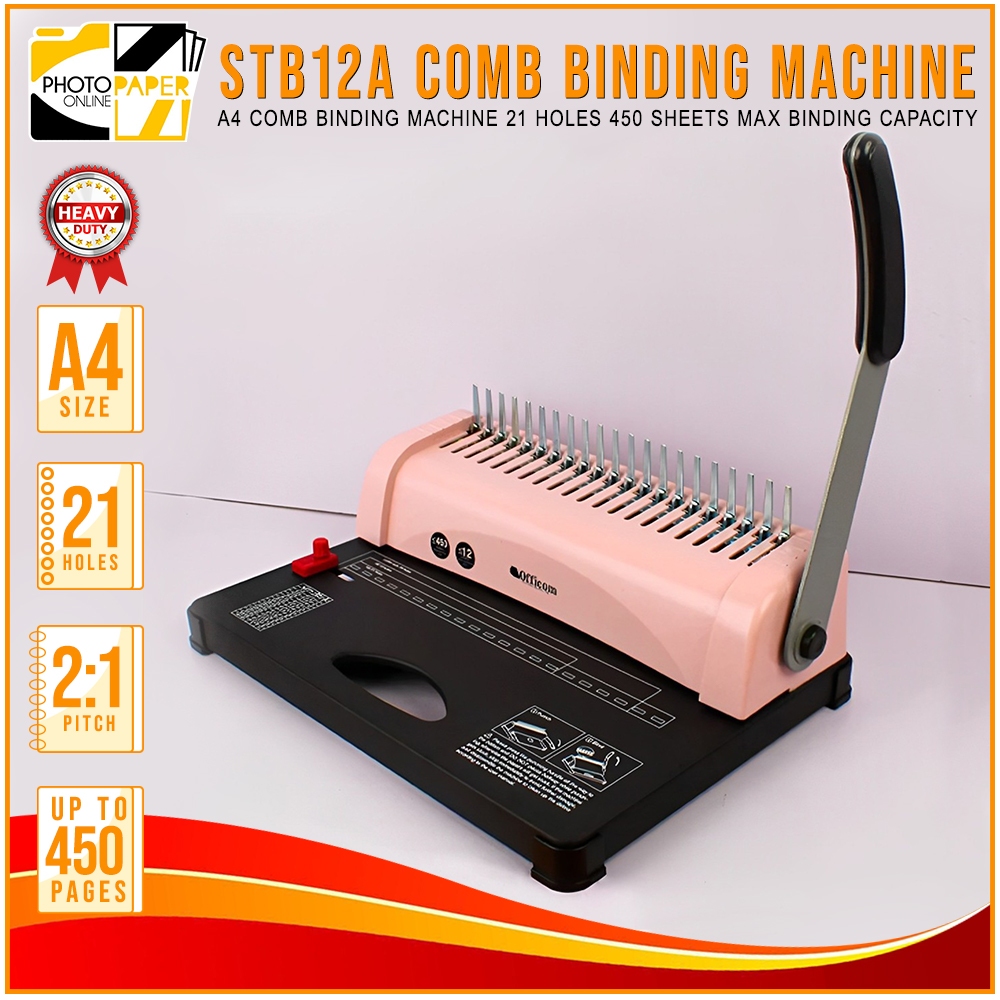 Officom A4 Comb Binding Machine STB12A for School Office Document (21 ...