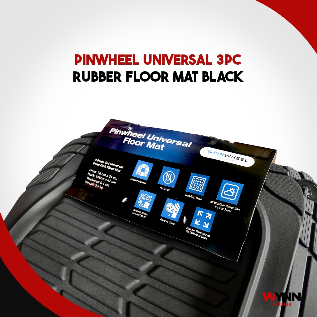 Pinwheel Universal 3PC Rubber Deep Dish Floor Mat Black | Shopee ...
