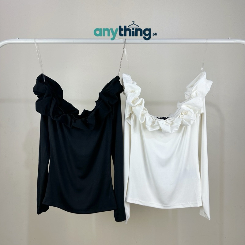 AMISU RUFFLED OFF-SHOULDER LONGSLEEVES | Original Overrun | Shopee ...