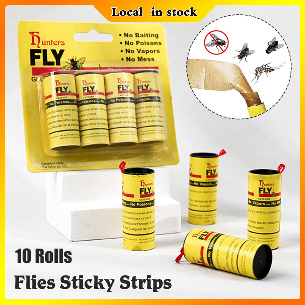 10 Rolls Fly Traps Ribbon Hanging Sticky Fly Trap Fruit Fly Gnat Trap ...