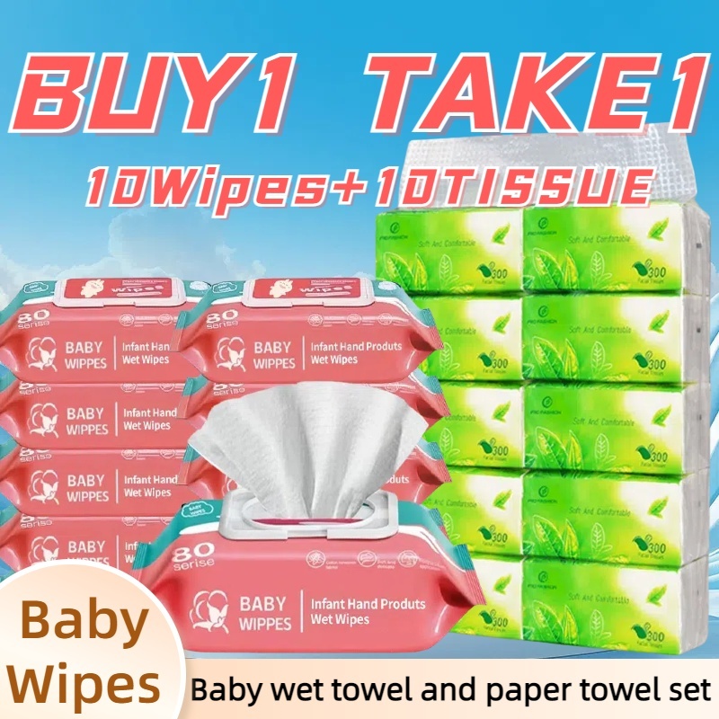 20PCS baby wipes and tissue bundle Combo Unscented baby wipes 10 packs ...